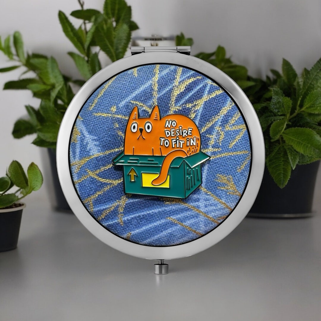 Handmade Funny Cat Compact Mirror Cat Lover - Etsy