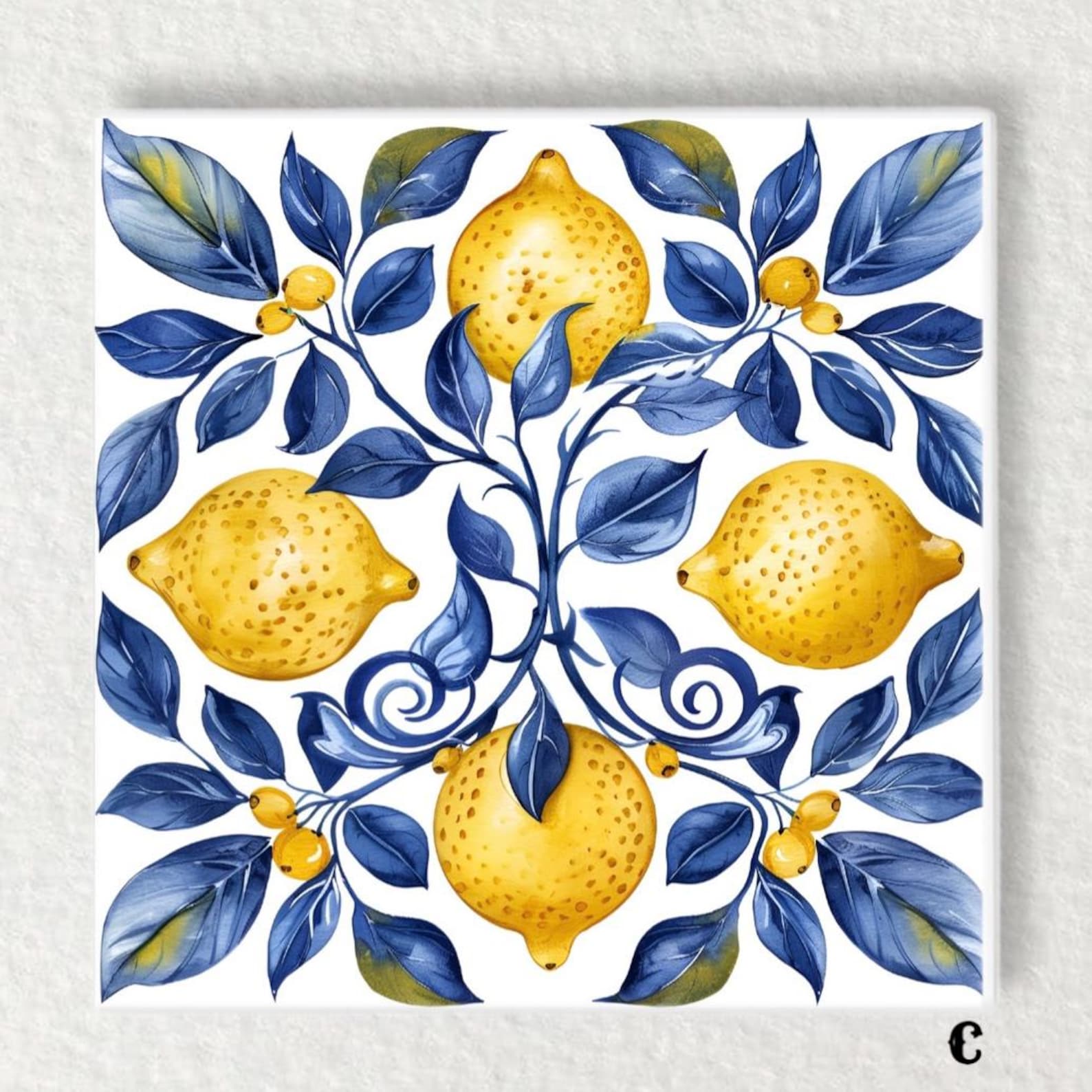 Lemon Ceramic Tile: Glossy Decorative Wall Art, Trivet (6x6) - Etsy