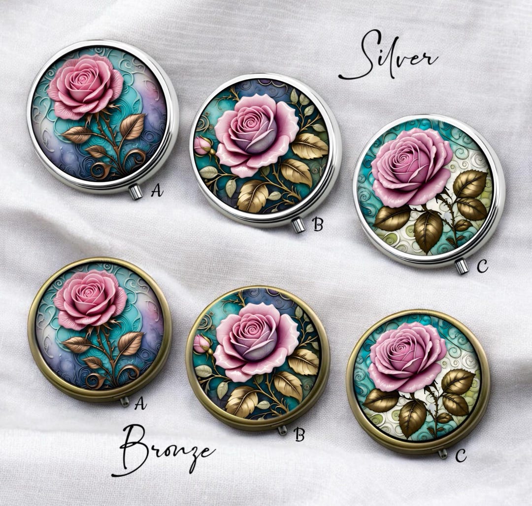 Handmade Rose Pill Box: Silver or Bronze Vitamin Organizer - Etsy