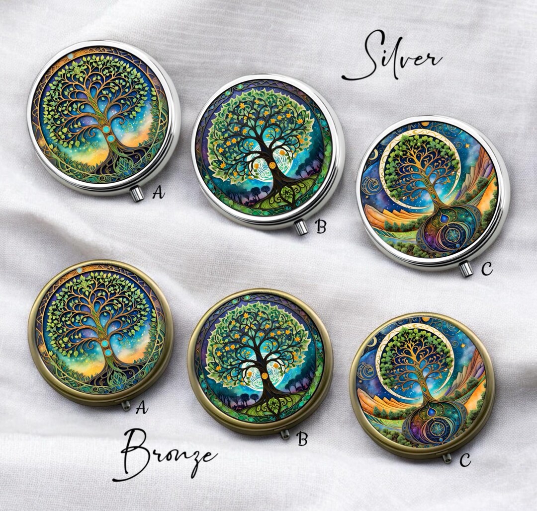 Tree of Life Pill Box - Pill Organizer - Medicine Vitamin Supplement ...