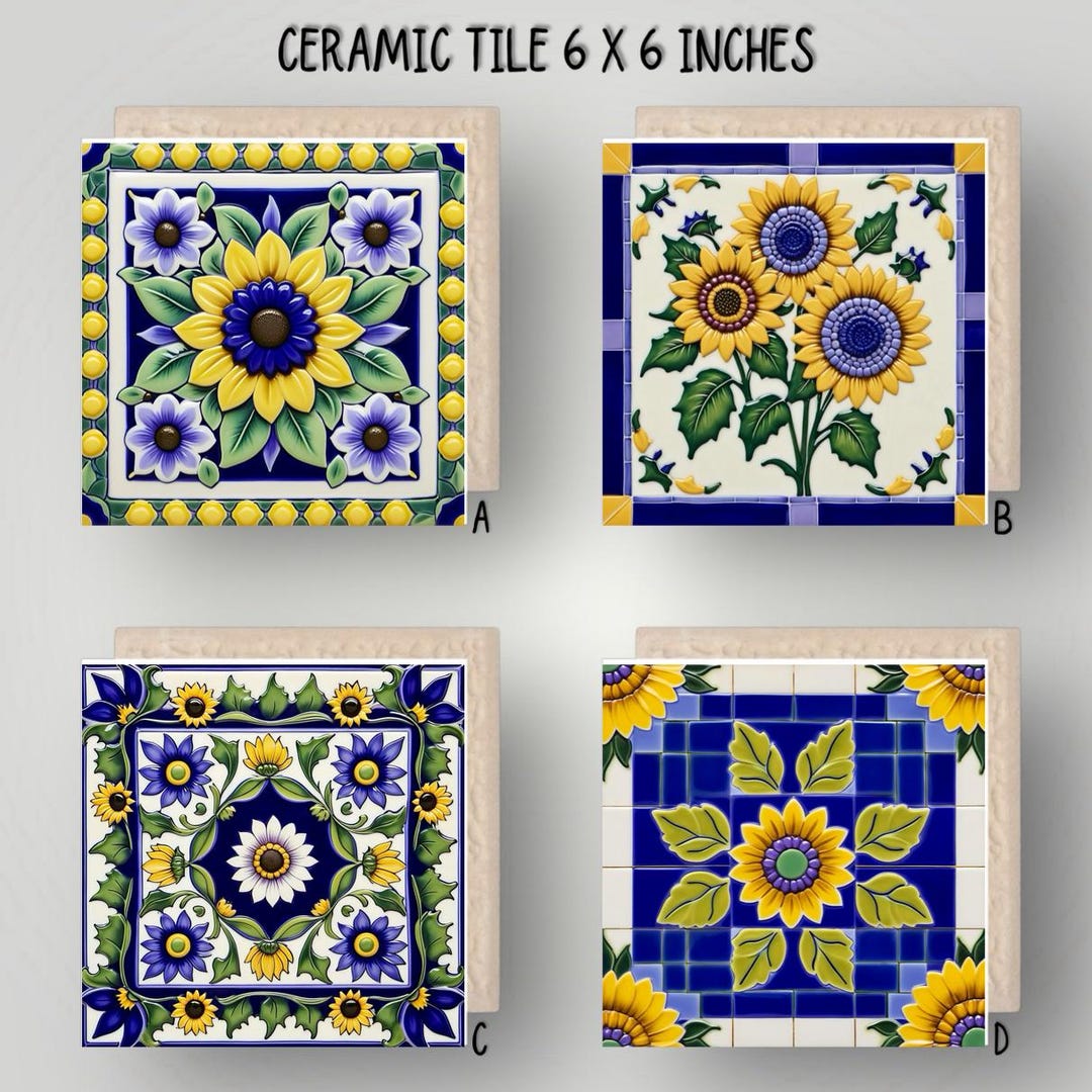Sunflower Ceramic Tile: Glossy Decorative Trivet, Wall Art (6x6”) - Etsy