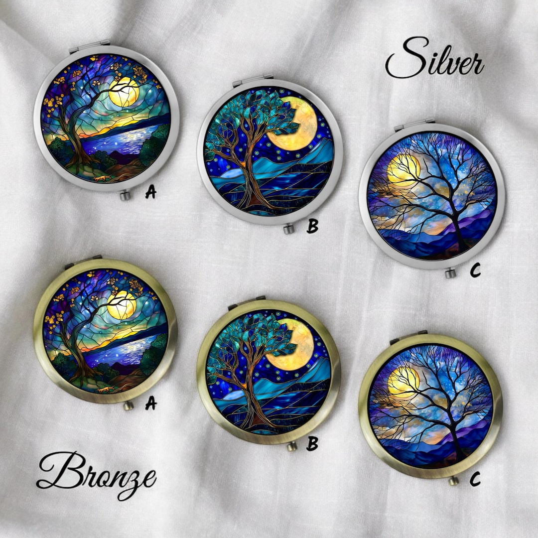 Handmade Tree of Life Compact Mirror: Silver or Bronze Makeup Mirror - Etsy