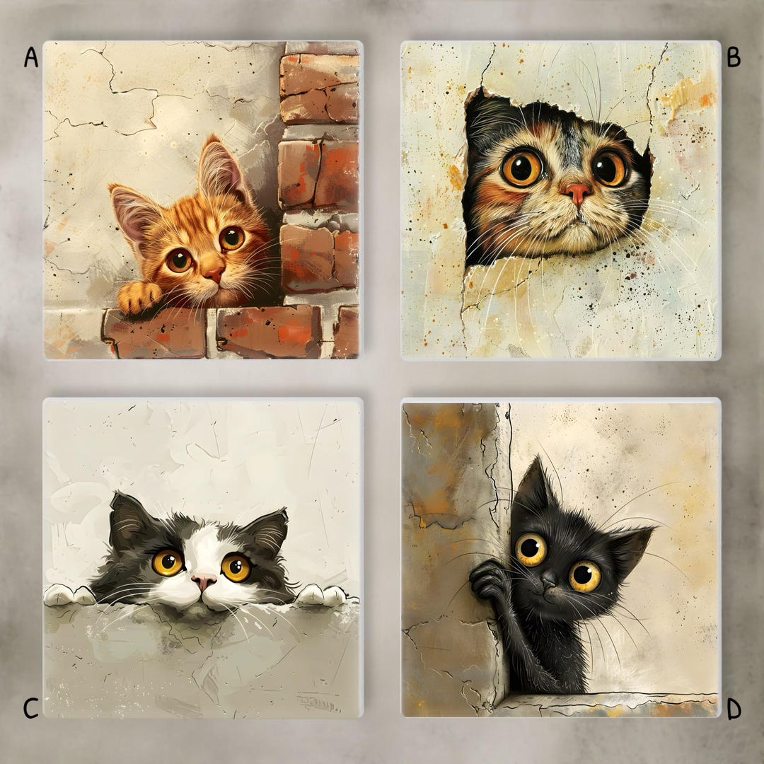 Cat Ceramic Tile Art: Glossy Decorative Trivet, Wall Decor (6x6) - Etsy