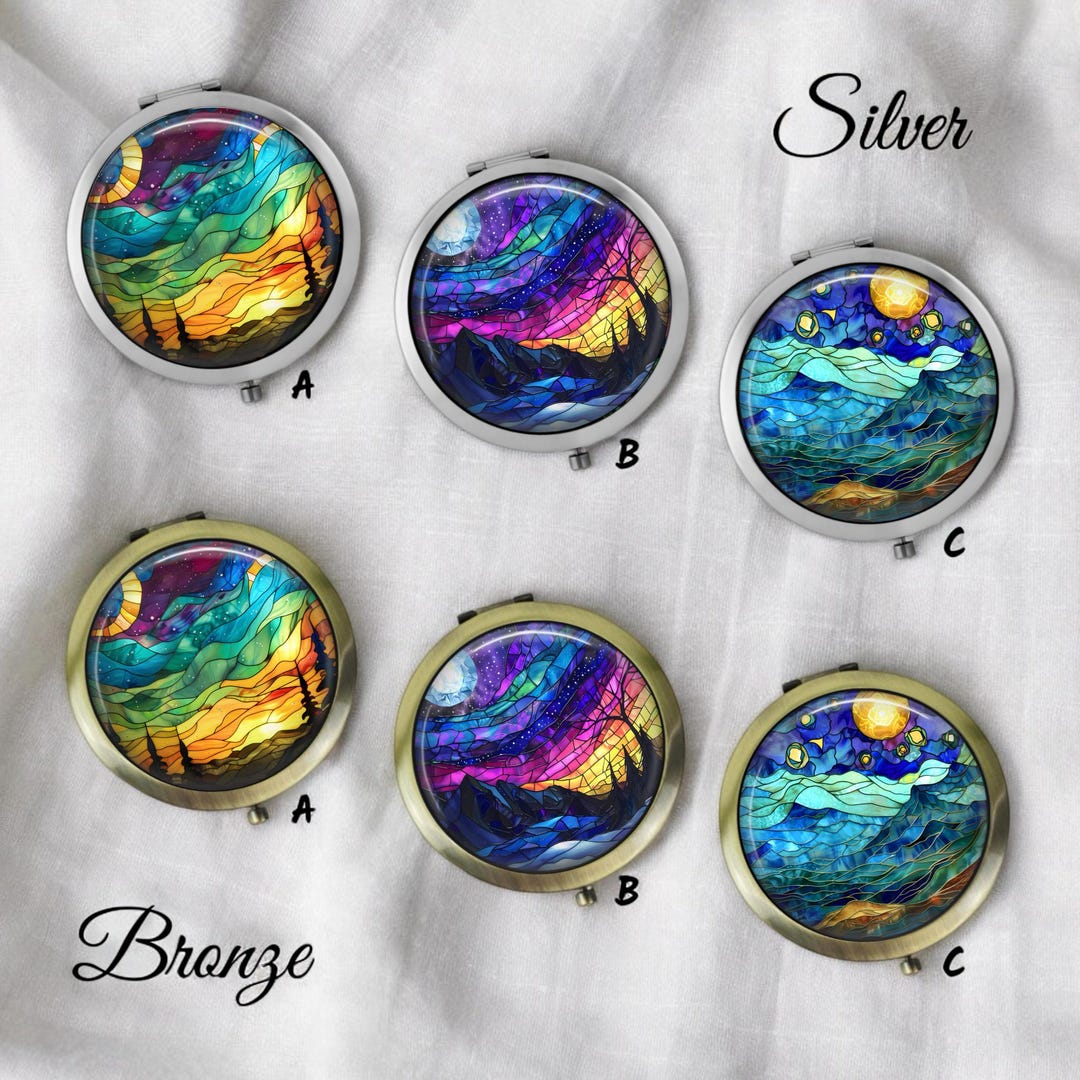 Stained Glass Compact Mirror: Handmade Pocket Makeup Mirror - Etsy