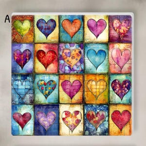 Hearts Ceramic Tile: Glossy Wall Art, Trivet (6x6) - Etsy