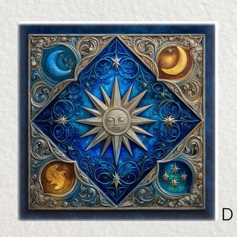 Sun & Moon Ceramic Tile: Glossy Decorative Wall Art (6x6") - Etsy