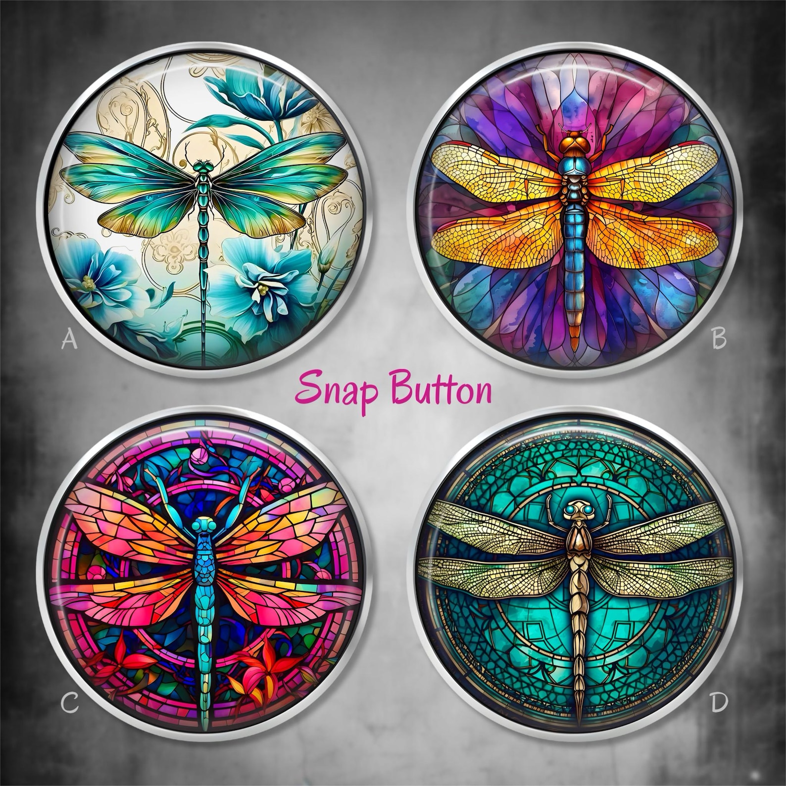 Dragonfly Snap Button Charm: Handmade Interchangeable Jewelry (18mm) - Etsy