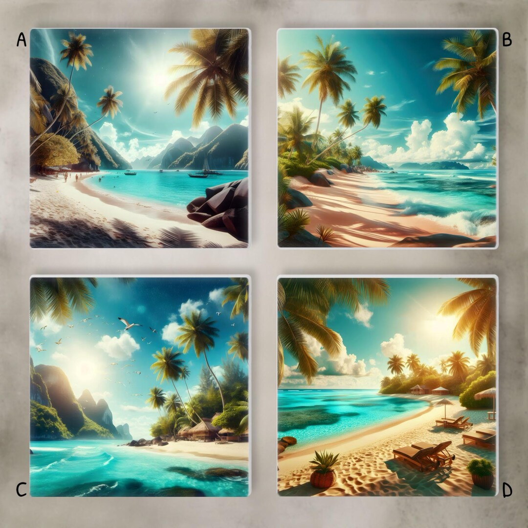 Beach Ocean Ceramic Decorative Tile 6x6 Glossy Trivets Tile Wall Art ...