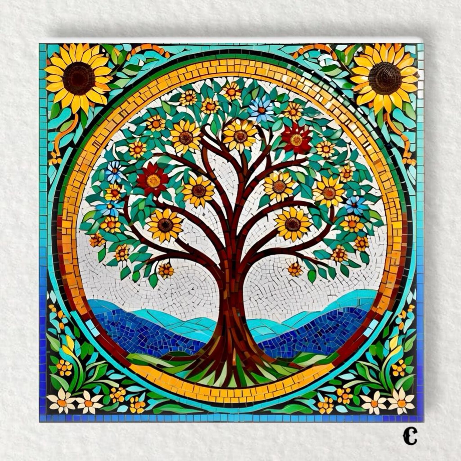 Tree of Life Mosaic Ceramic Tile: 6x6" Glossy Wall Art - Etsy