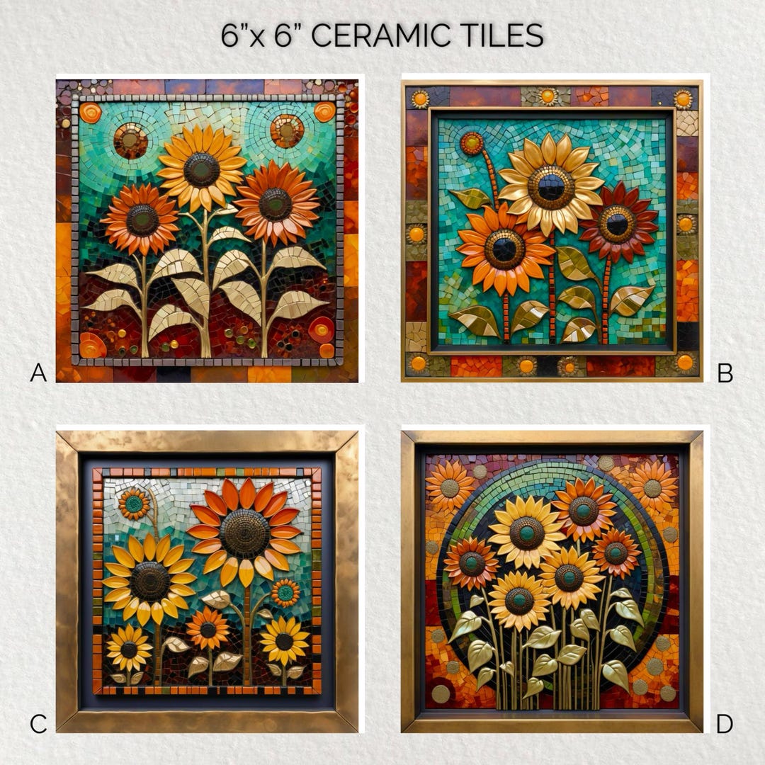 Handmade Sunflower Ceramic Tile: Glossy Wall Art, Trivet (6x6) - Etsy