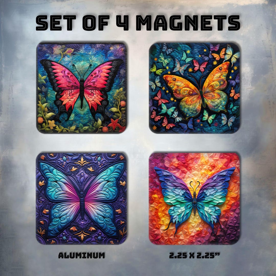 Butterfly Refrigerator Magnet Set of 4 Locker Magnet Fun Magnets ...