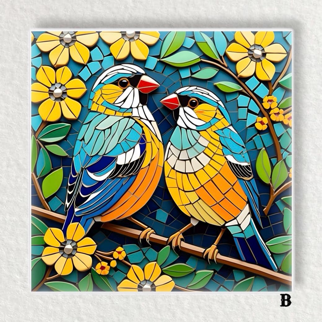 Cardinal Bird Mosaic Ceramic Tile: Decorative Wall Art, Trivet (6x6 ...