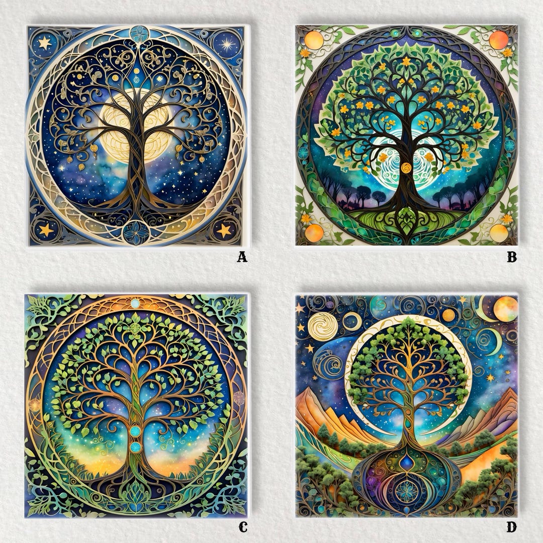 Tree of Life Ceramic Tile: Glossy Wall Art, Trivet (6x6) - Etsy