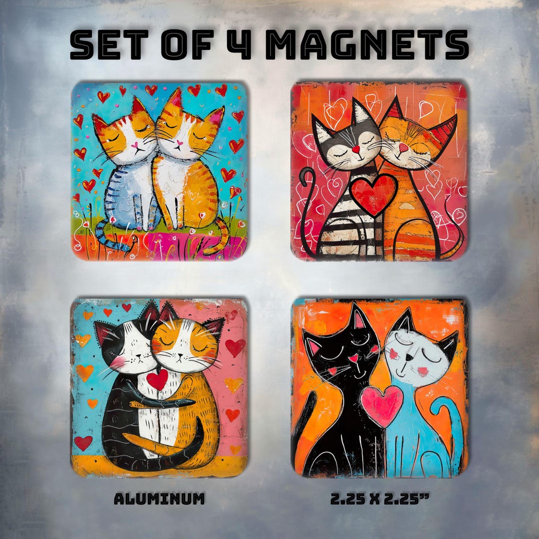Cats Refrigerator Magnet Set of 4 Locker Magnet Fun Magnets Decorative ...