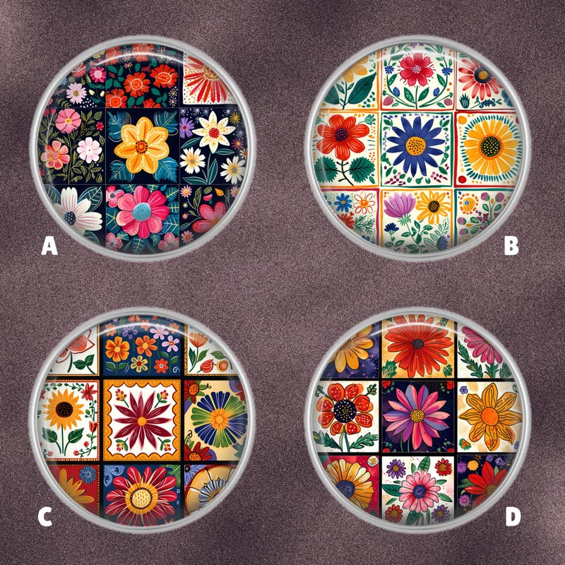 Floral Tile Charm - Etsy