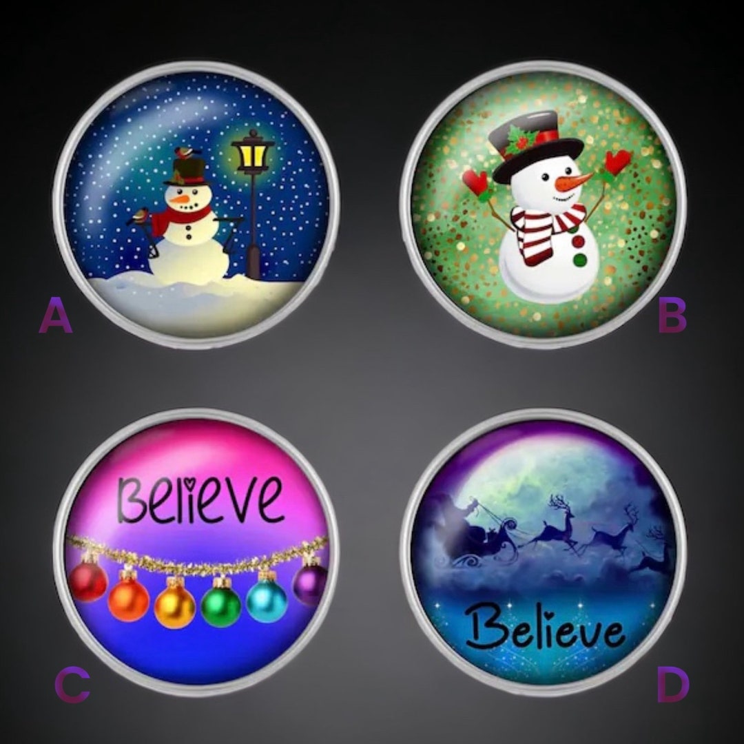 Handmade Christmas Believe Snowman Snap Button Charm, Will Fit Into Any ...