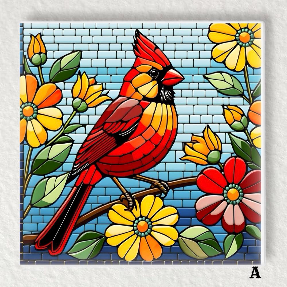 Cardinal Bird Mosaic Ceramic Tile: Decorative Wall Art, Trivet (6x6 ...