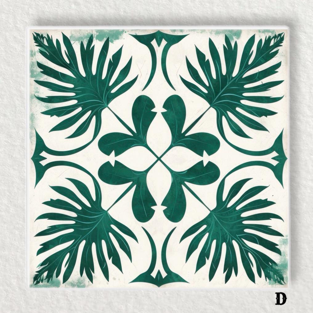 Handmade Ceramic Tile: Glossy Green Tropical Leaf Print (6x6) - Etsy