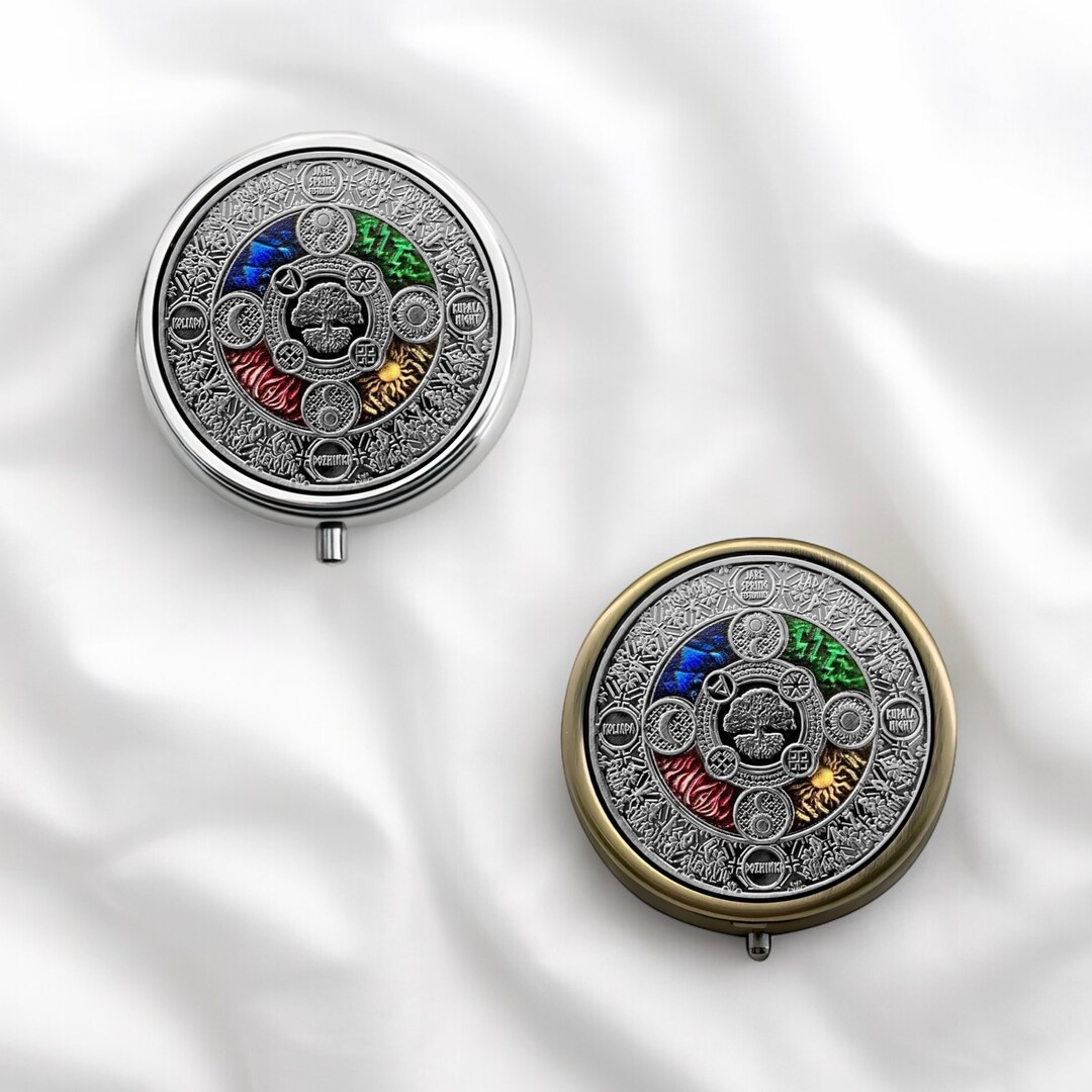 Tree of Life Sun Ancient Silver Commemorative Coin Pill Box Pill ...