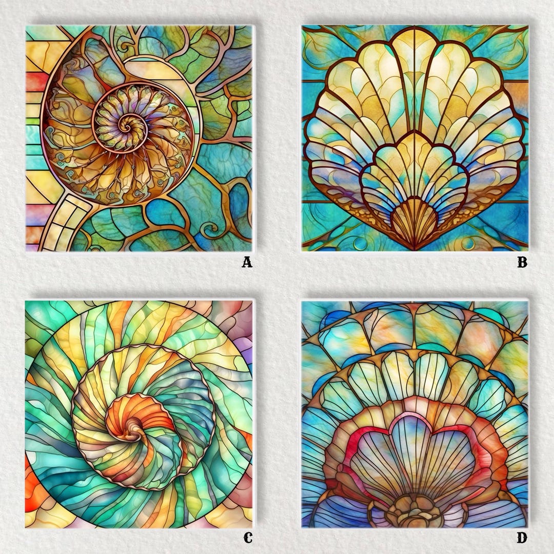 Seashell Ceramic Tile Art: Glossy Coastal Decor, 6x6 - Etsy