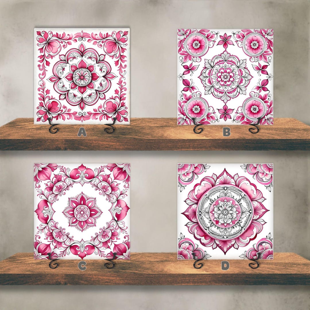 Ceramic Decorative Tile 6x6 Glossy Trivets Wall Art Dust Pink Tile ...