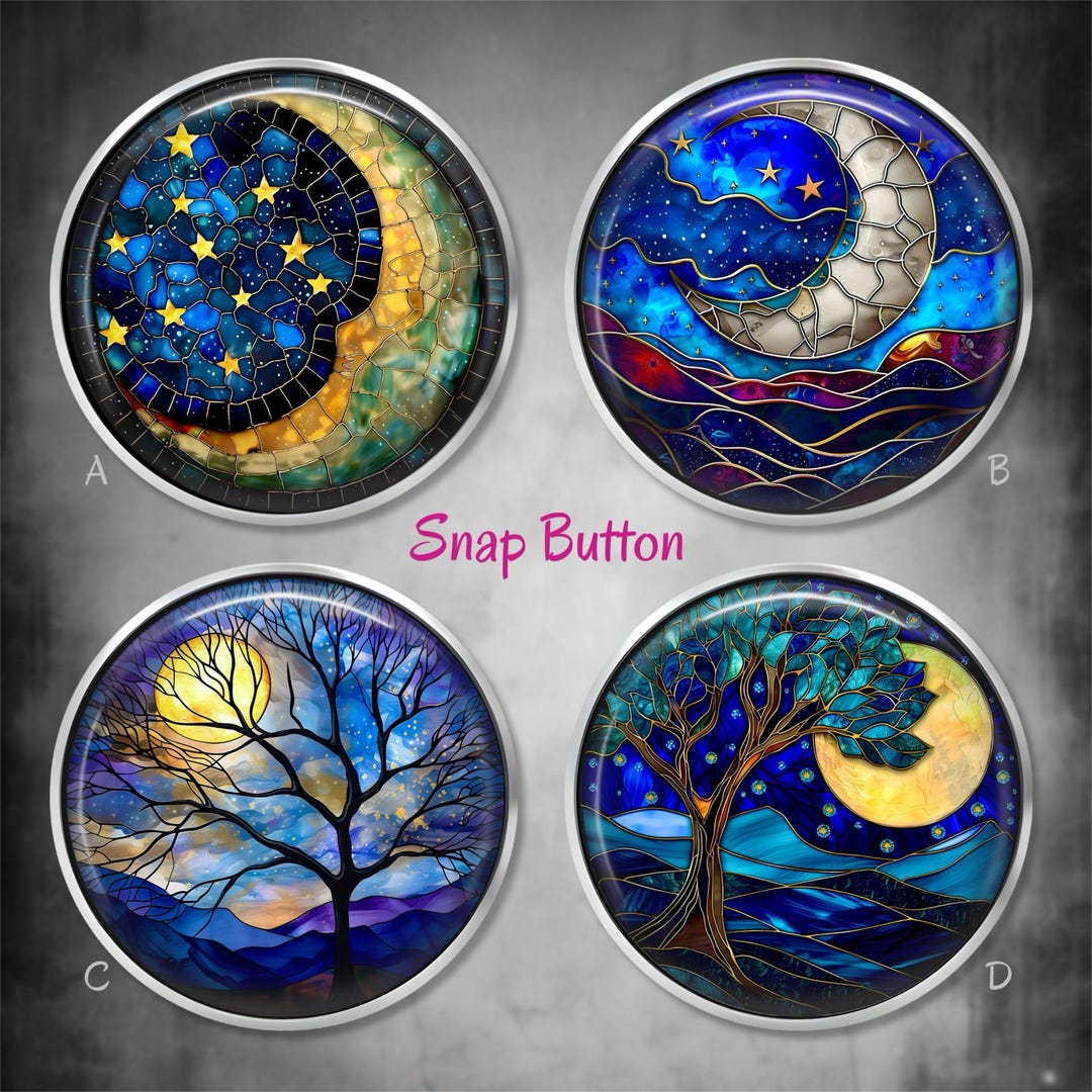 Moon Snap Button Charm: Handmade Interchangeable Jewelry (18mm) - Etsy