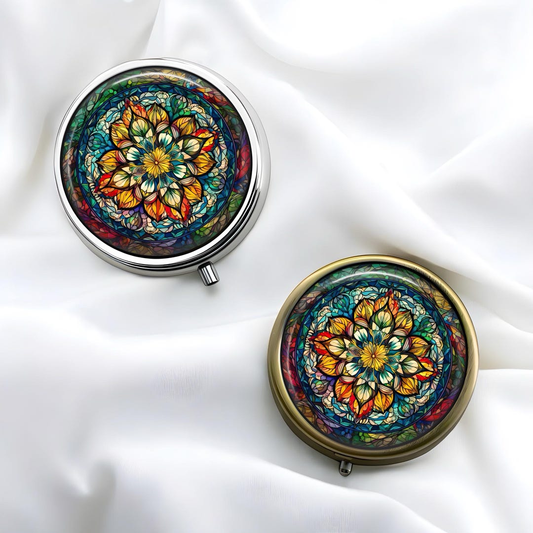 Stained Glass Pill Box Pill Organizer Medicine Vitamin Supplement ...