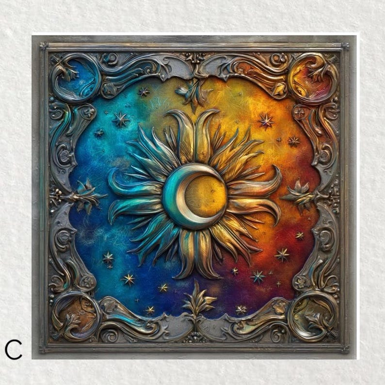 Sun & Moon Ceramic Tile: Glossy Decorative Wall Art (6x6") - Etsy