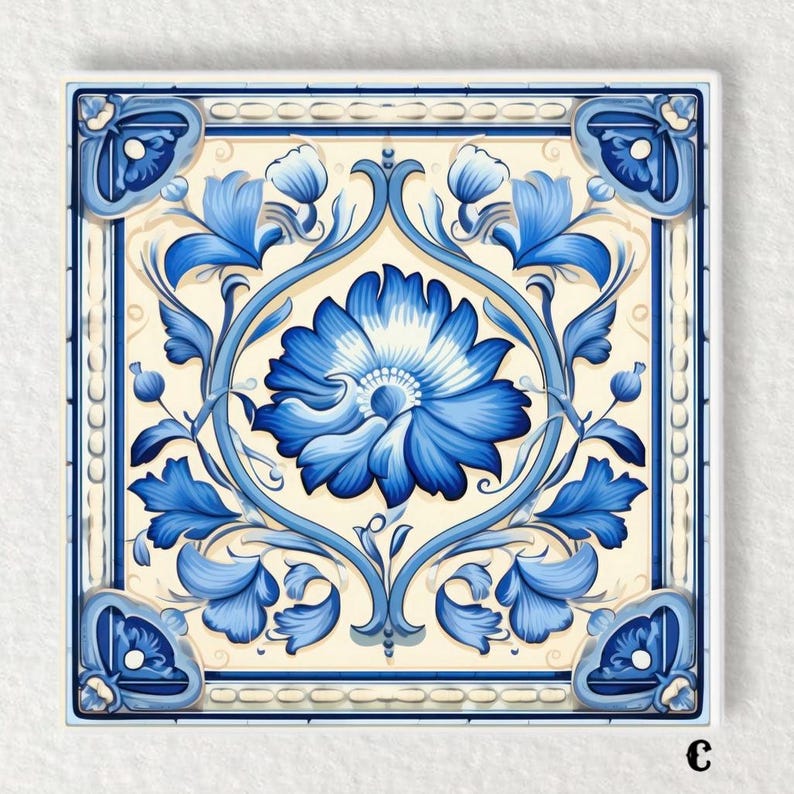 Handmade Blue Portuguese Ceramic Tile: 6x6" Glossy Wall Art - Etsy