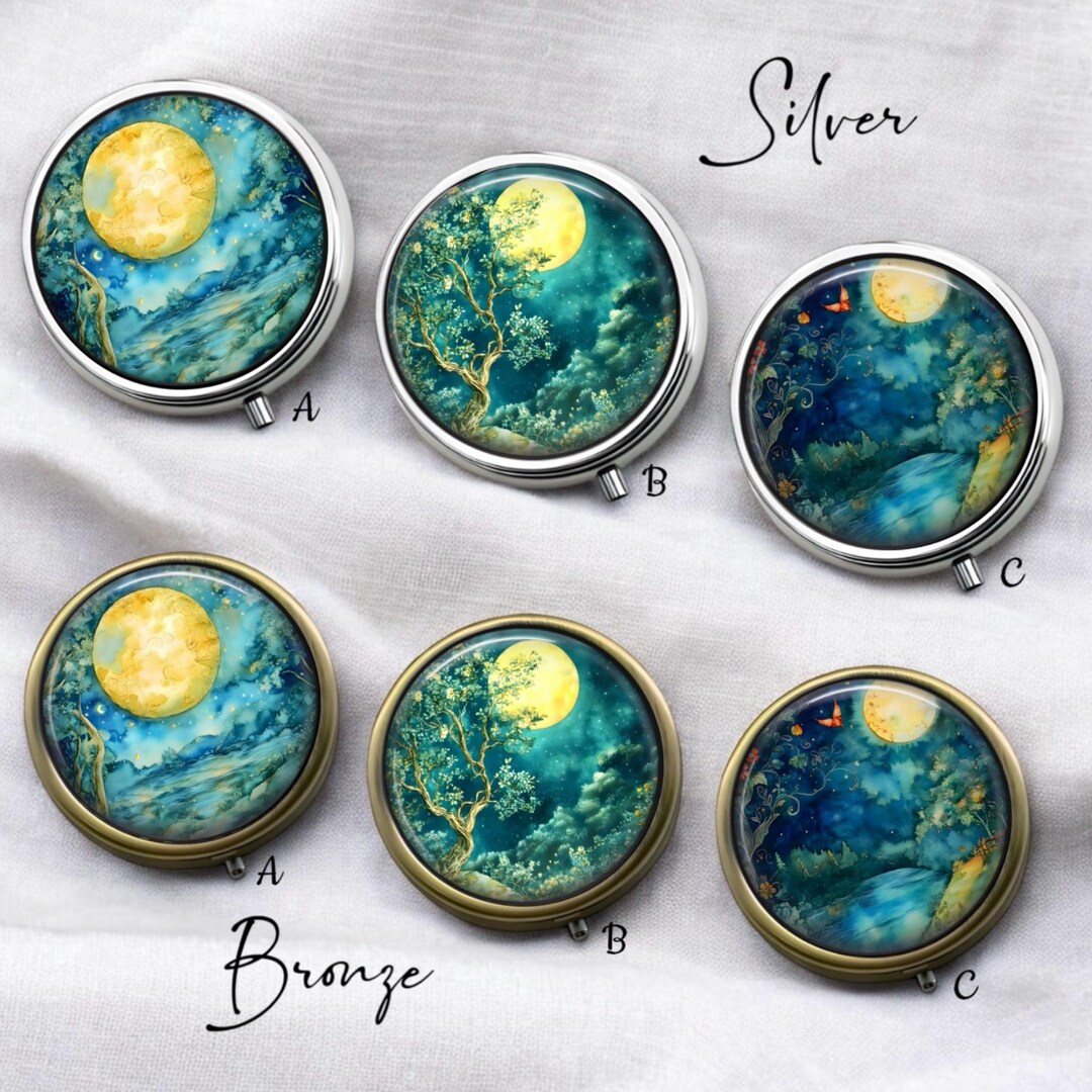 Moon Pill Box: Handmade Silver or Bronze Vitamin Organizer - Etsy