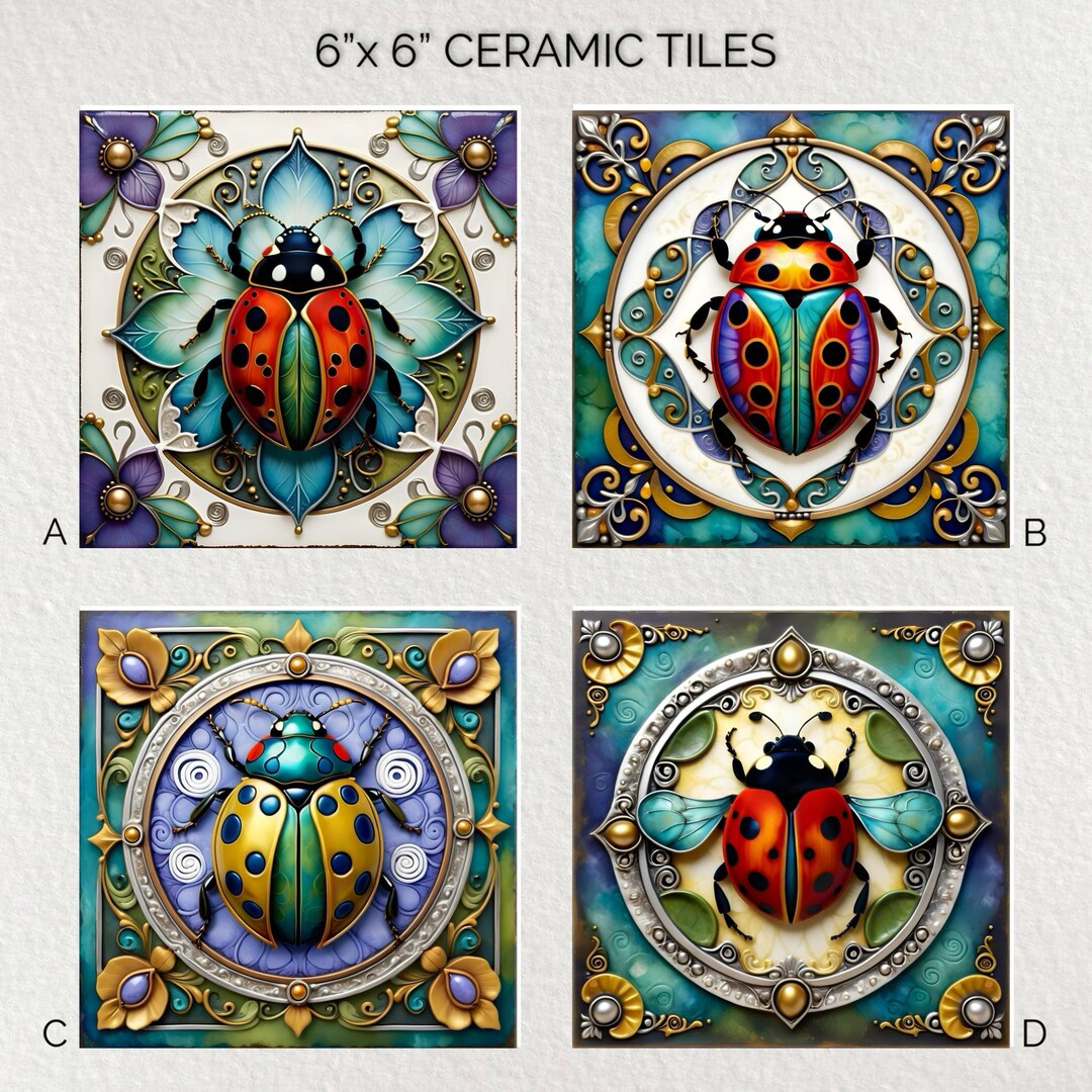 Ladybug Ceramic Tile: Glossy Decorative Wall Art (6x6) - Etsy