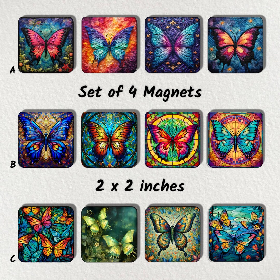 Butterfly Refrigerator Magnet Set of 4 - Locker Magnet - Fun Magnets ...