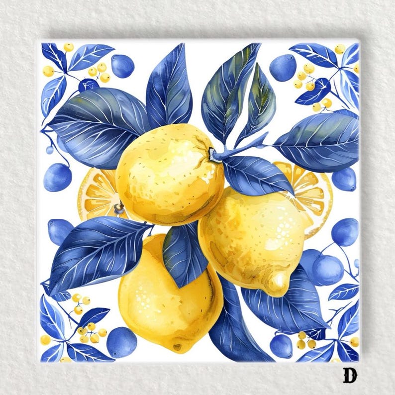 Lemon Ceramic Tile: Glossy Decorative Wall Art, Trivet (6x6) - Etsy