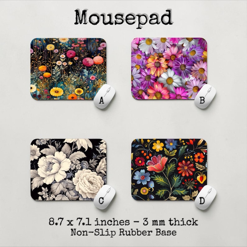 Personalized Mouse Pad – Custom Text Desk Decor, Vibrant Floral Design ...