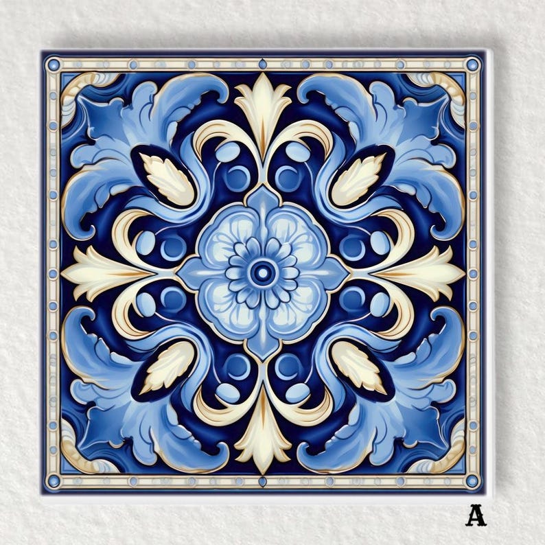 Handmade Blue Portuguese Ceramic Tile: 6x6" Glossy Wall Art - Etsy