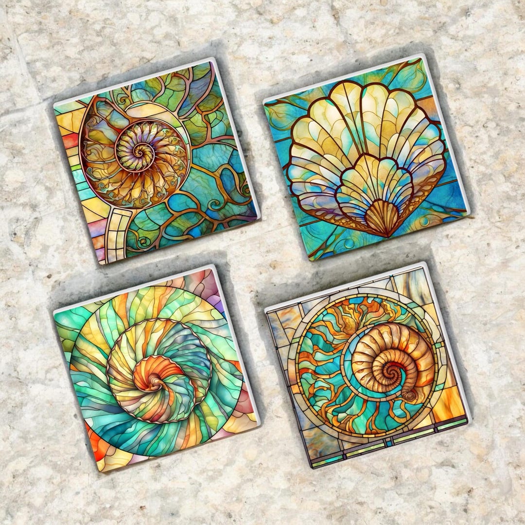 Cat Design Coasters Set Of 4 Ceramic Coasters With Cork Backing ...