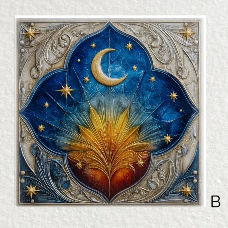 Sun & Moon Ceramic Tile: Glossy Decorative Wall Art (6x6") - Etsy
