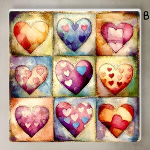 Hearts Ceramic Tile: Glossy Wall Art, Trivet (6x6) - Etsy