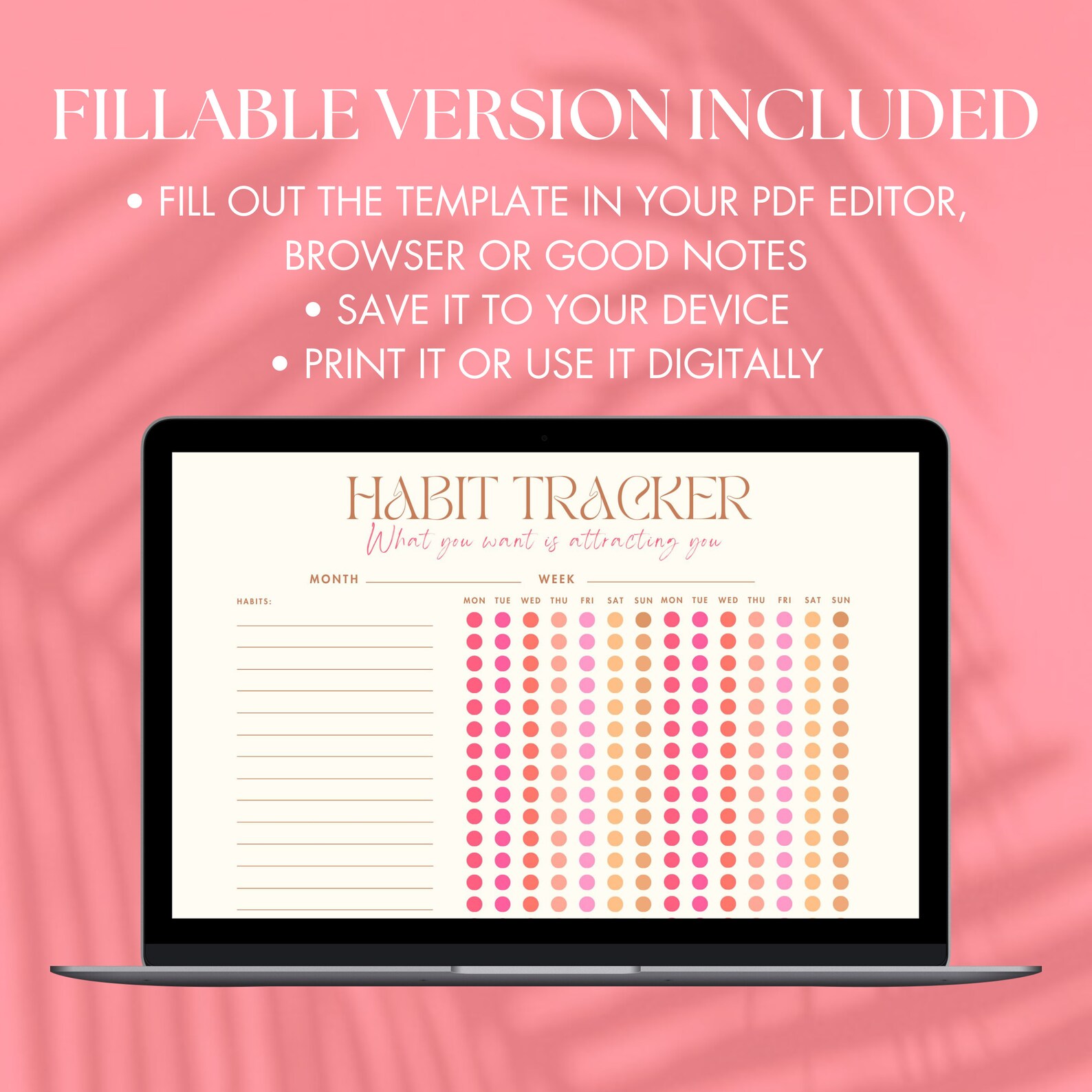 Printable Digital Habit Tracker Template, Weekly Monthly Habit Tracker ...