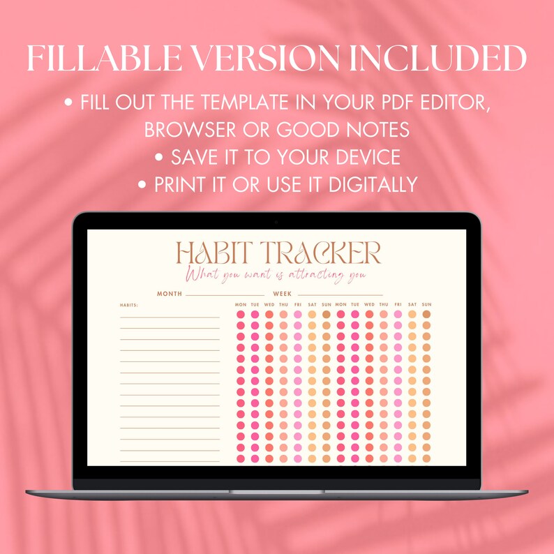 Printable Digital Habit Tracker Template, Weekly Monthly Habit Tracker ...