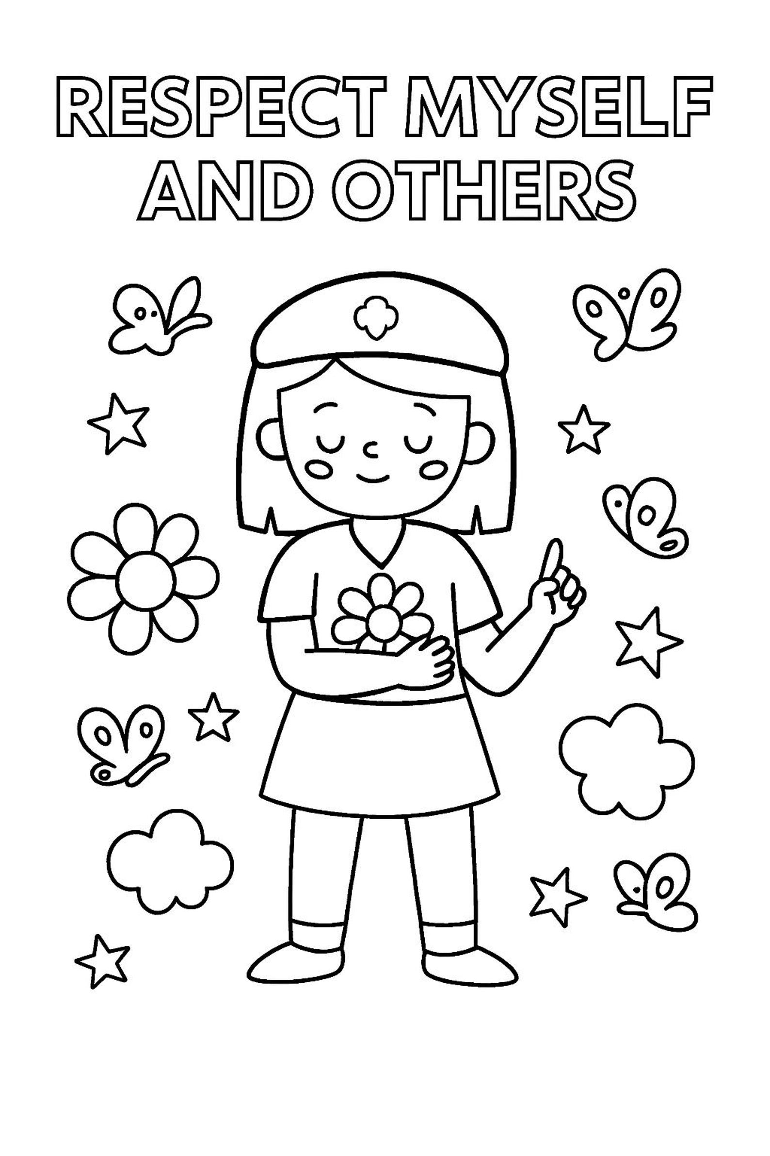 Girl Scout Daisy Coloring Pages: Petal & Law Activity Sheets (printable ...