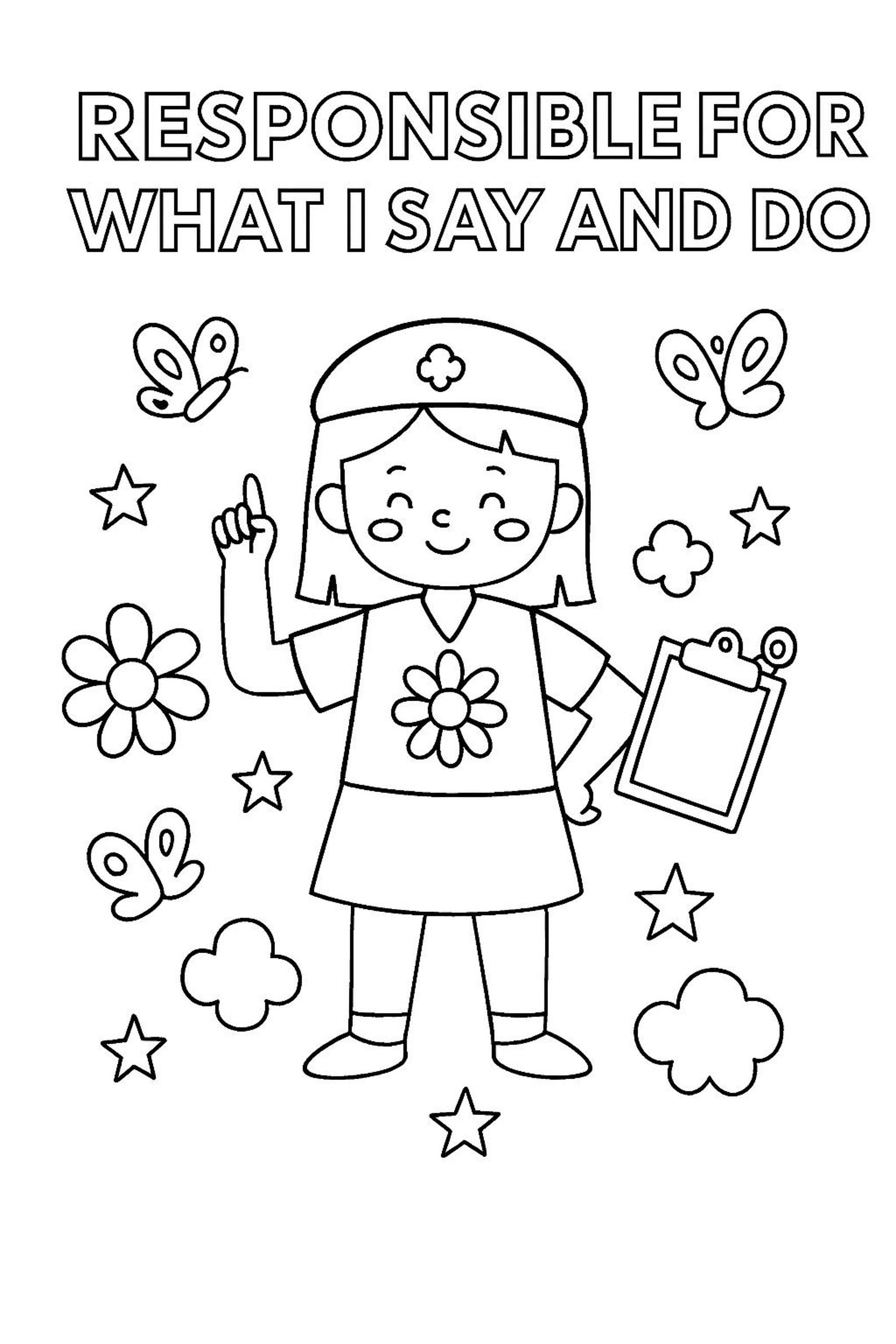 Girl Scout Daisy Coloring Pages: Petal & Law Activity Sheets (printable ...
