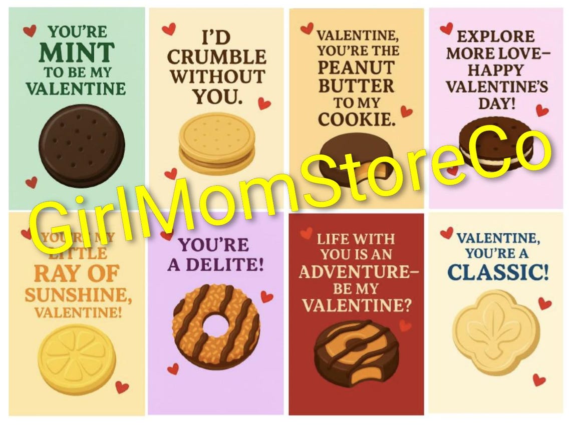 Girl Scout Cookie Valentine's Cards and Box Tags! - Etsy
