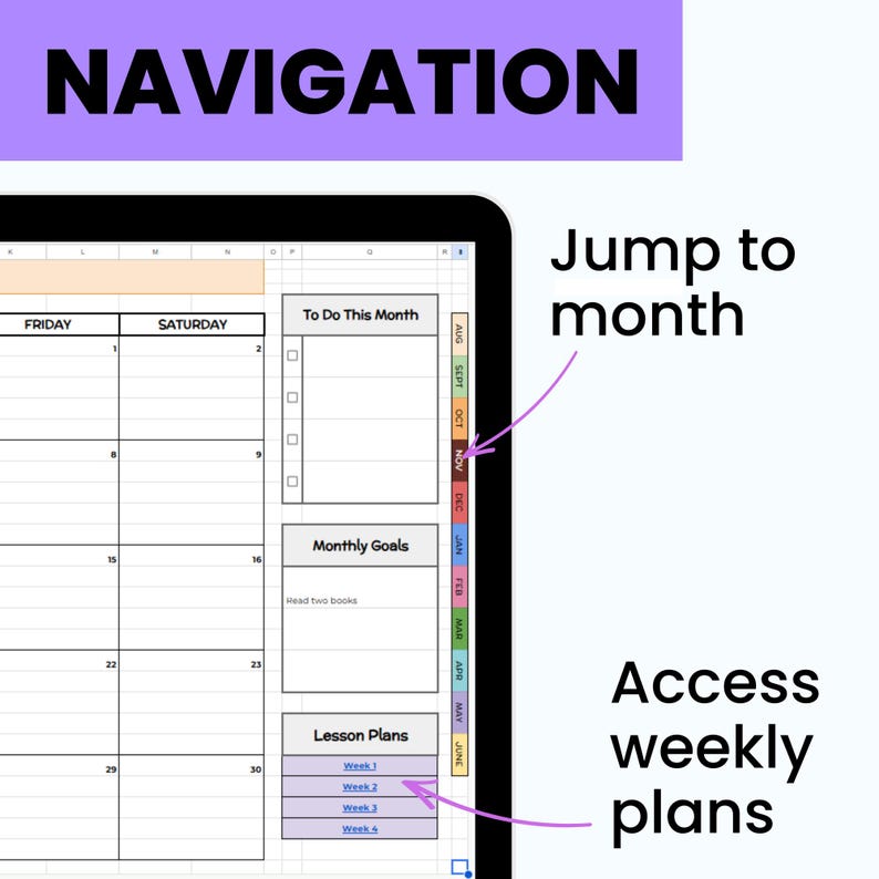 Editable Google Sheets Teacher Planner for Monthly & Weekly Lesson ...