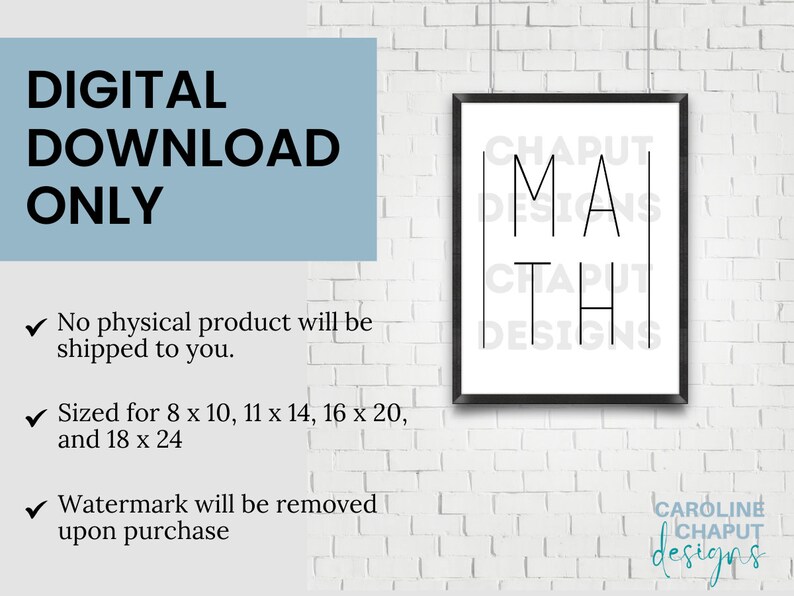 7 Educational Posters for High School Math Classroom, Printable Math ...