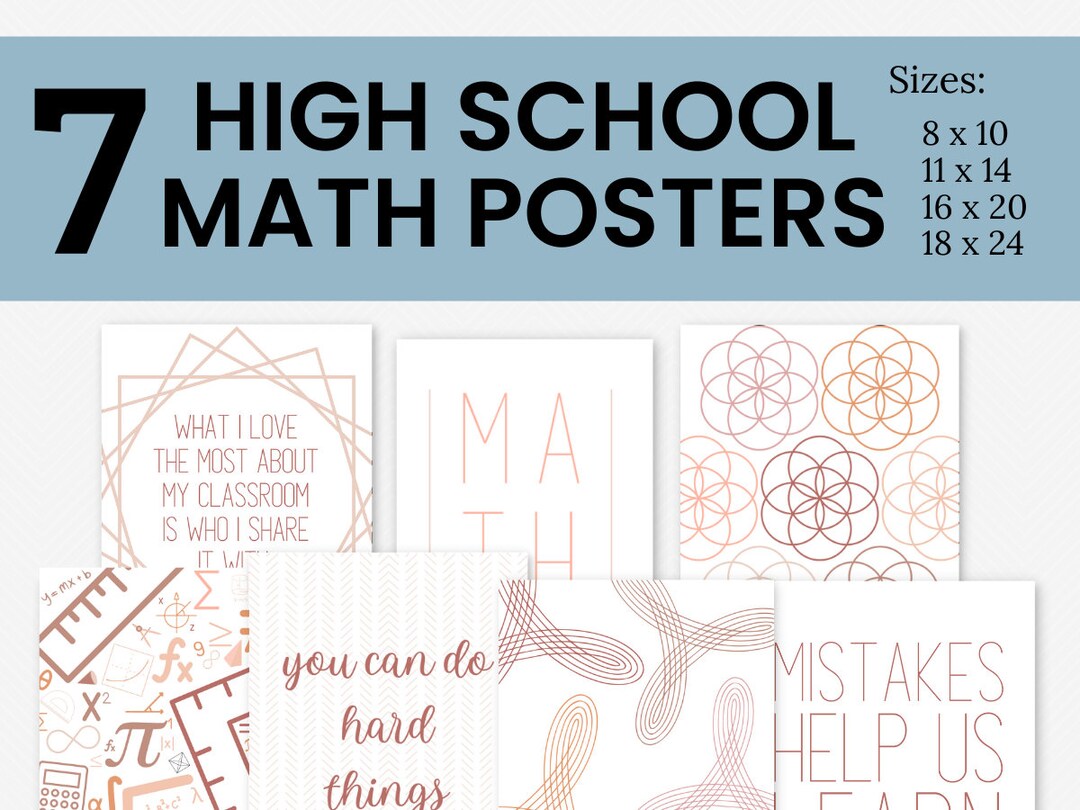 7 Educational Posters for High School Math Classroom Boho Neutrals ...