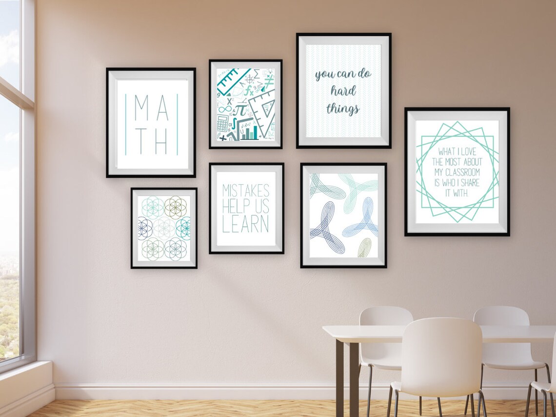 7 Educational Posters for High School Math Classroom Blue, Printable ...