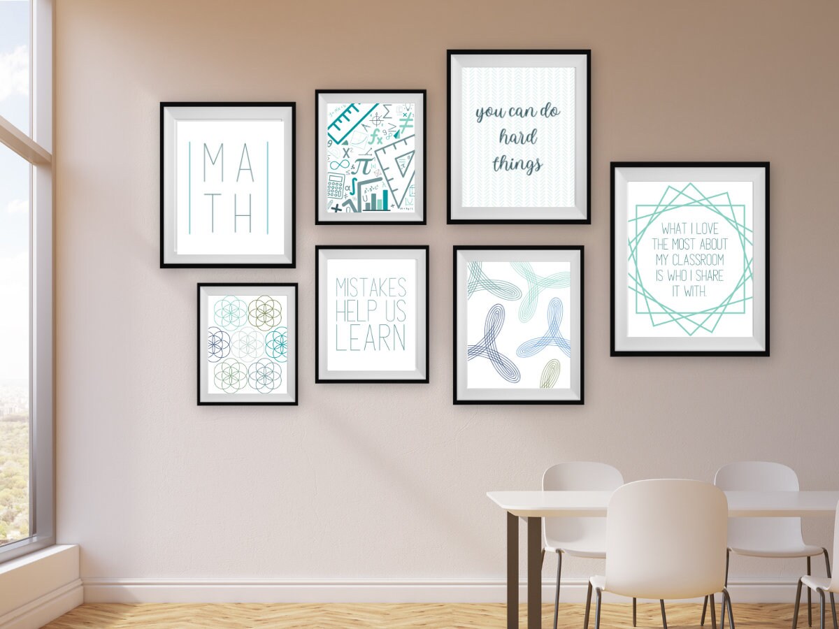 7 Educational Posters for High School Math Classroom Blue, Printable ...