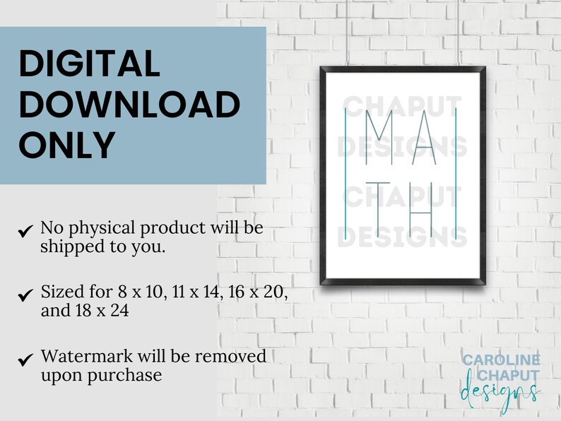 7 Educational Posters for High School Math Classroom Blue, Printable ...