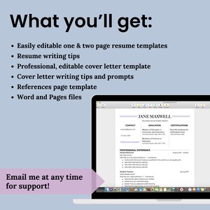 Modern Teacher Resume and Cover Letter Template - Etsy